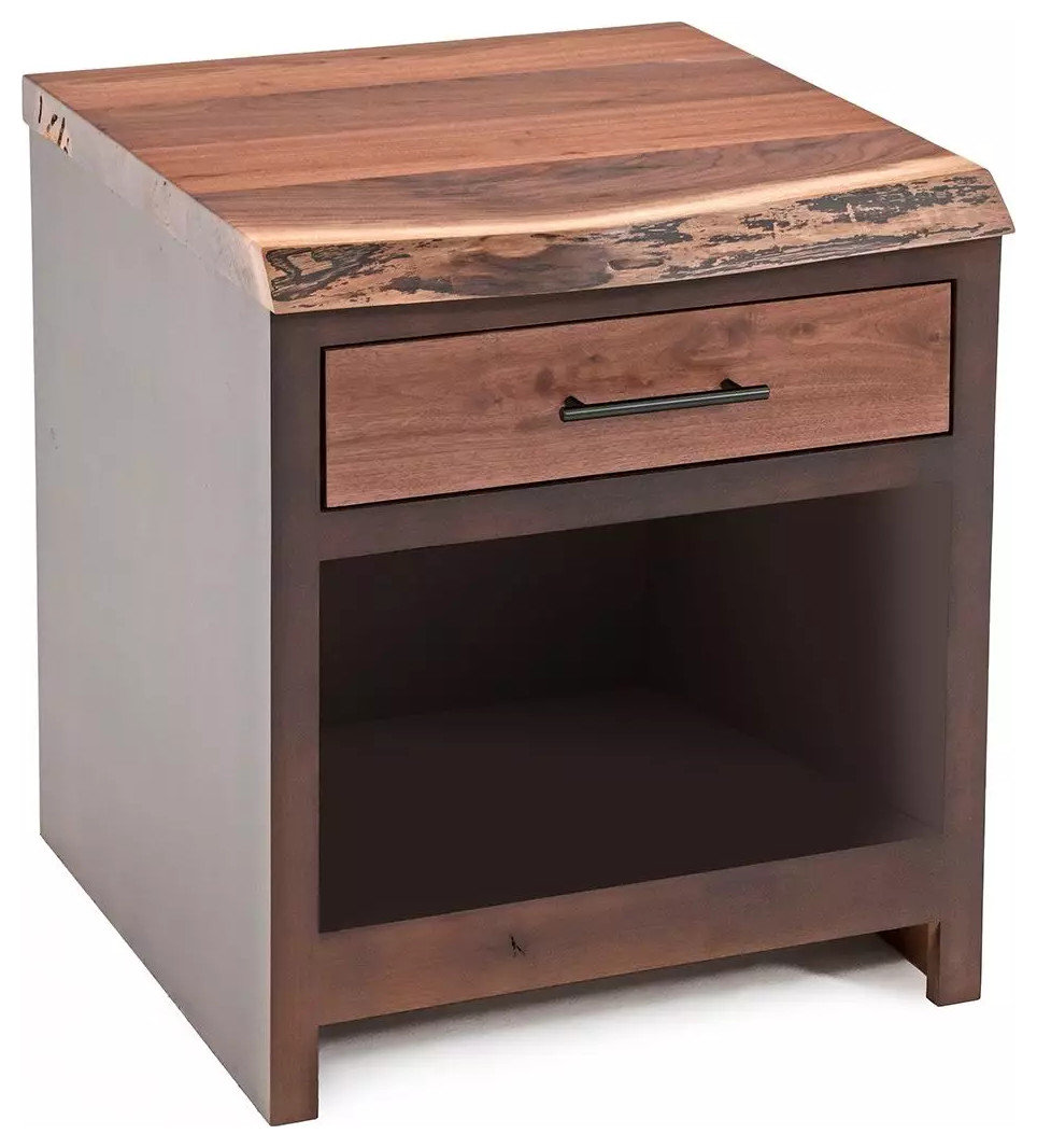 Modern Rustic Live Edge Walnut End Table or Nightstand, End Table-25"h ...