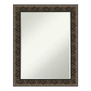 Intaglio Embossed Black Petite Bevel Wood Wall Mirror 22.5 x 28.5 in ...