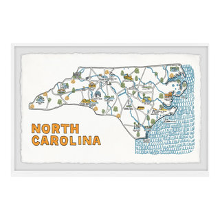 "North Carolina Tourist Map" Framed Painting Print, 45x30 ...