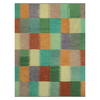 Winchester Kilim Clay Rust/Blue Rug, 7'11x9'8, 7'11x9'8 - Southwestern ...