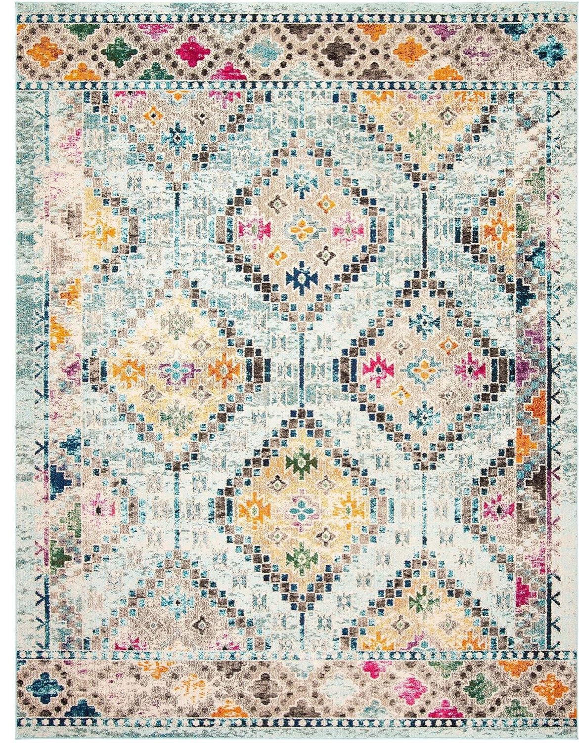 Chic Boho Diamond Design Area Rug, Non-Shedding, Easy Care ...