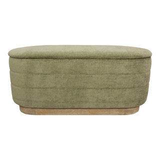 Jackie Storage Bench in Contemporary Leaf Green Multi-Weave Fabric on ...