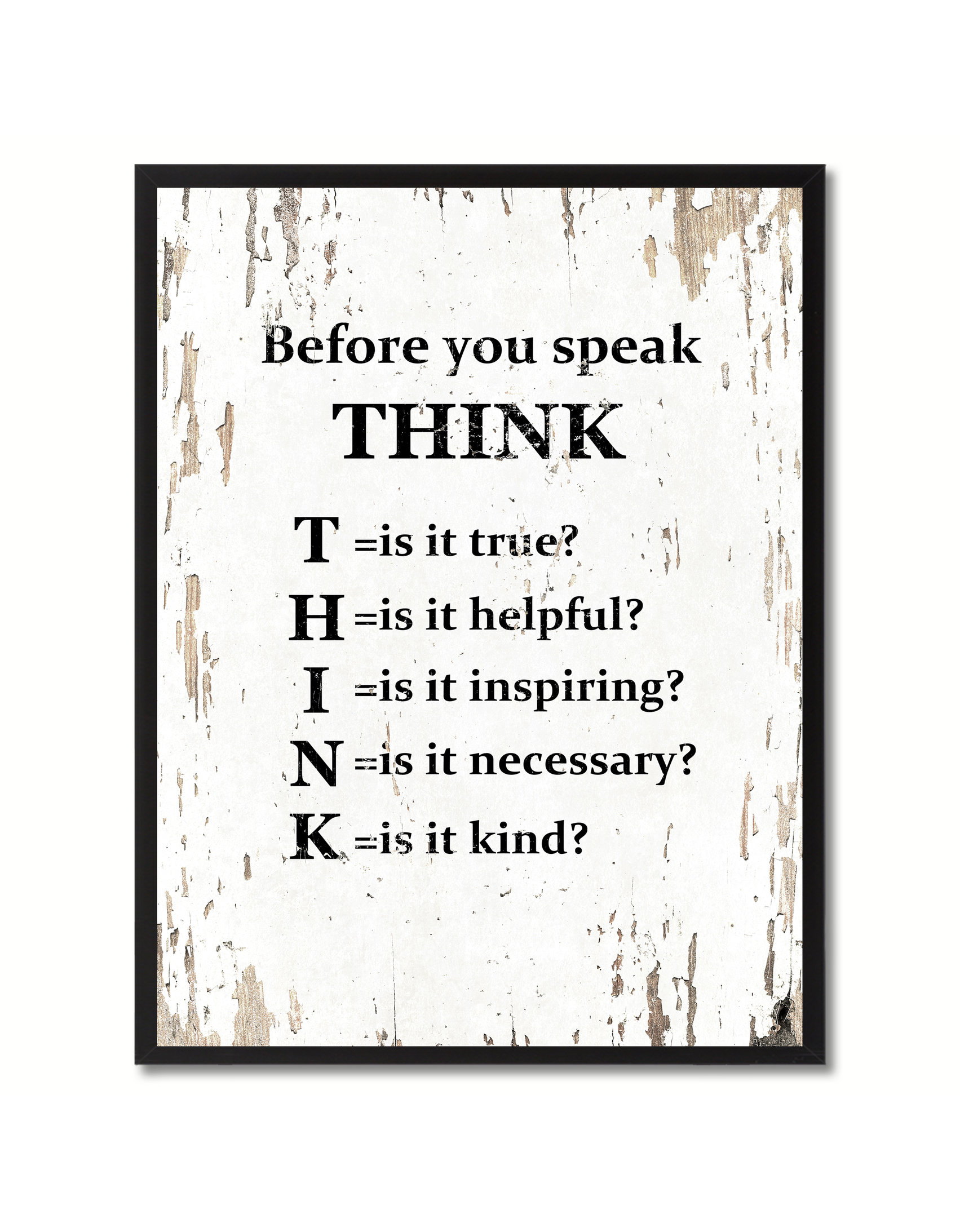 Before You Speak Think Inspirational, Canvas, Picture Frame, 28"x37 ...