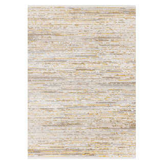 Cali Collection Cream Grey Yellow Distressed Ribbed Area Rug, 7'10"x10 ...