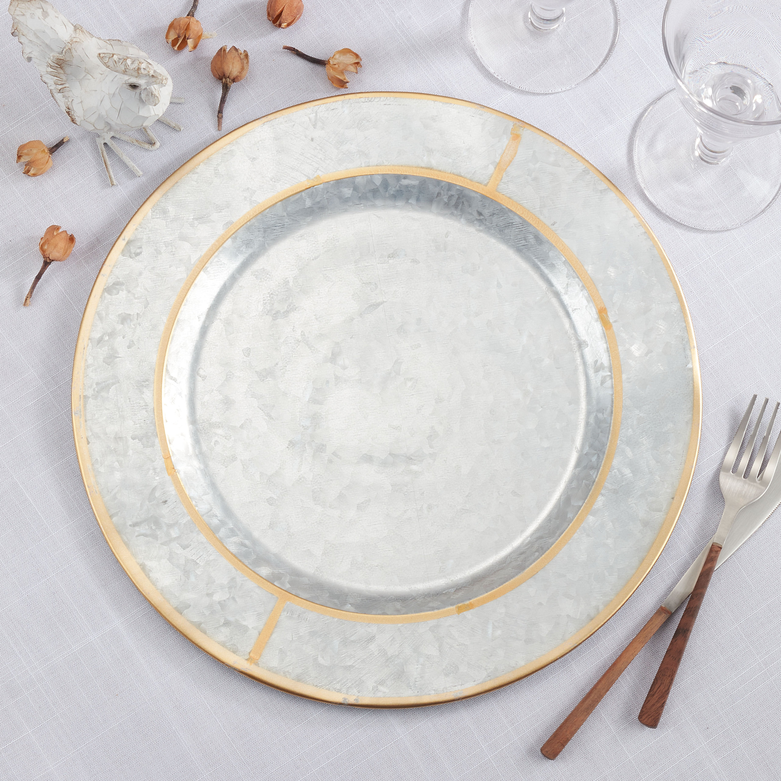 Gold Rim Galvanized Table Chargers, Set of 4 - Contemporary - Charger ...