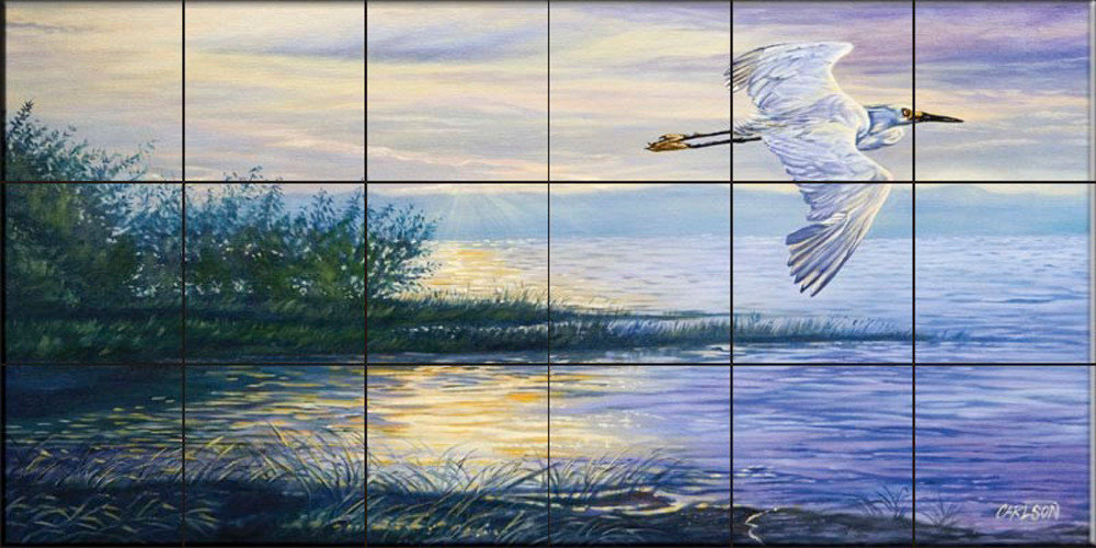 Tile Mural, Serenity by Cory Carlson, 17" x 8.5" (8 Tiles) - Beach ...