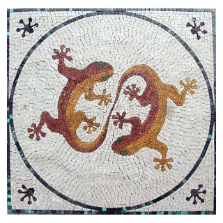 Mosaic Artwork, Tangled Lizards, 24" x 24" - Contemporary - Tile Murals ...