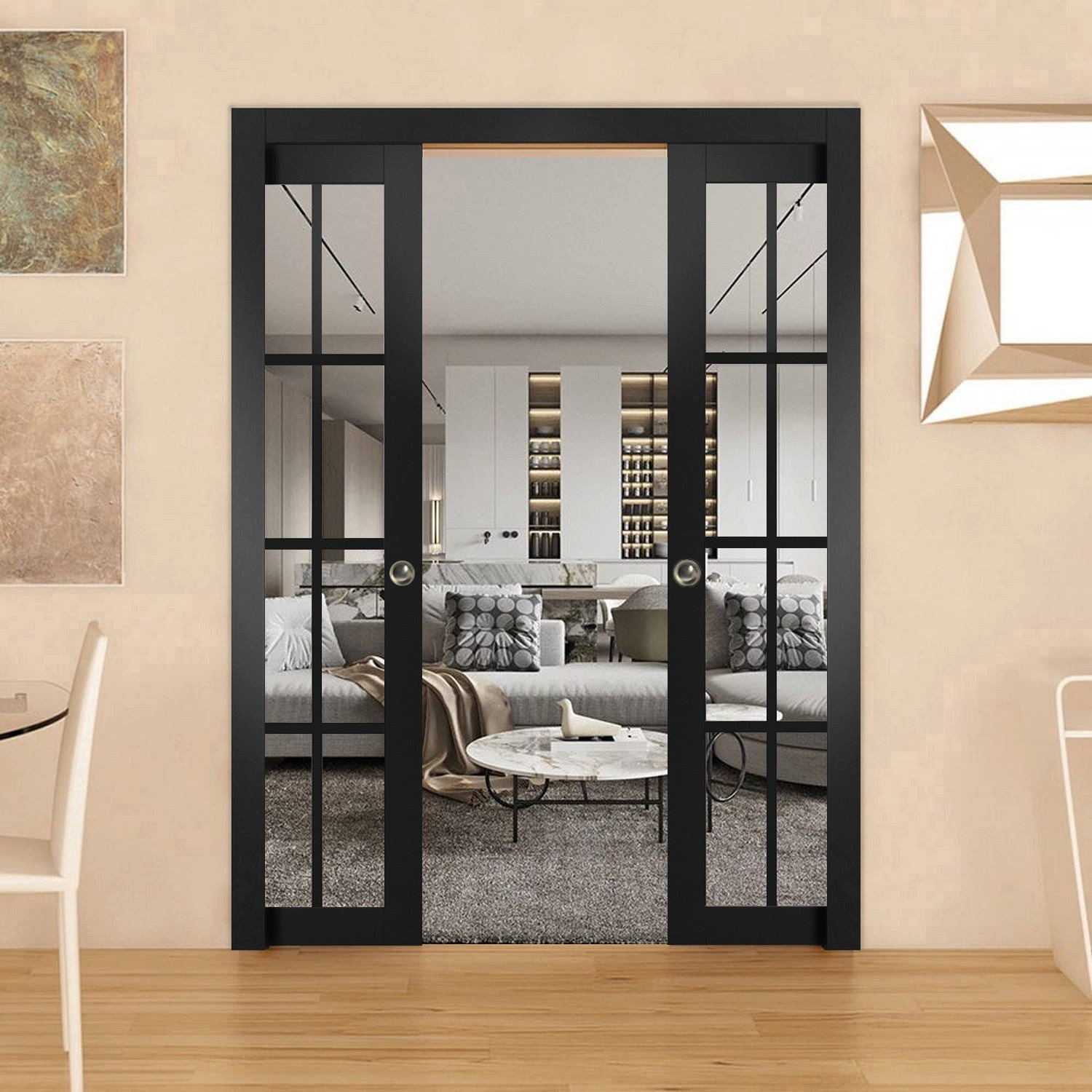 Sliding Interior Double Pocket Doors|Felicia 3355 Matte Black with ...