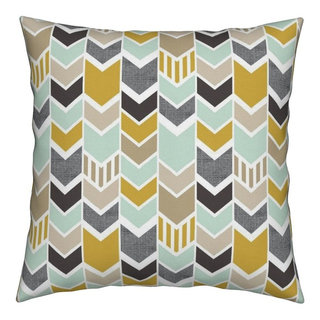 Mint Gold Chevron Mint Chevron Throw Pillow, Cover Only - Contemporary ...