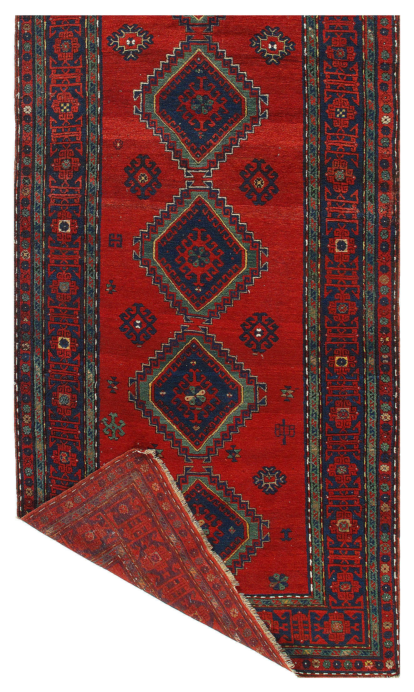 Red Russian Antique Kazak Runner 5'5''x12'4'' - Southwestern - Area ...