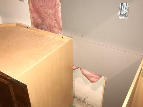 Drywall behind cabinets basement | Houzz Forum