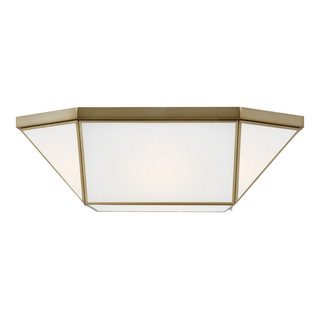 Morrison Four Light Flush Mount in Satin Brass - Transitional - Flush-mount Ceiling Lighting ...