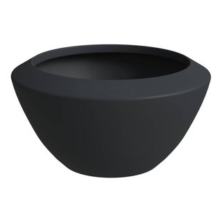 Vessel Series Poly Stone Planter in Black 22 Dia 15 high - Contemporary ...