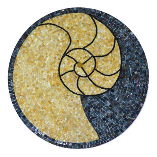 Seashell Mosaic - Nautical Mosaic, 40" x 40" - Beach Style - Tile ...