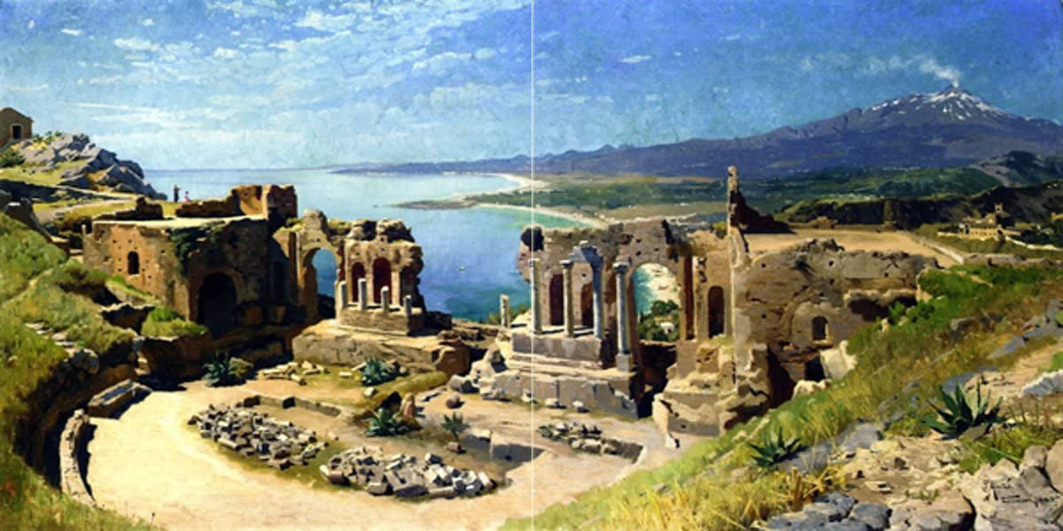 Tile Mural Landscape the Amphitheater at Backsplash, 4.25" Ceramic ...