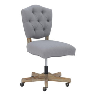 French Country Office Chair, Armless Design & Diamond Button Tufted ...