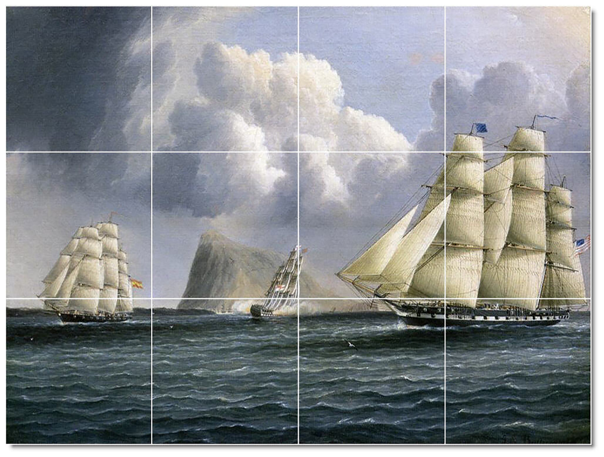 James Buttersworth Ship Boat Painting Ceramic Tile Mural #113, 24" Wide ...