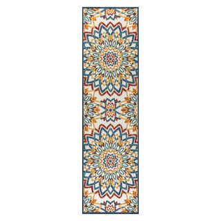 Flora Abstract Bold Mandala High-Low Indoor/Outdoor Area Rug, 2 X 8 ...