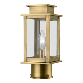 Princeton 1 Light Antique Brass Outdoor Mini Post Top Lantern ...