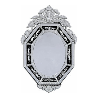 Natasha Black Venetian Antique Handmade Arch / Crowned Top Wall Mirror ...