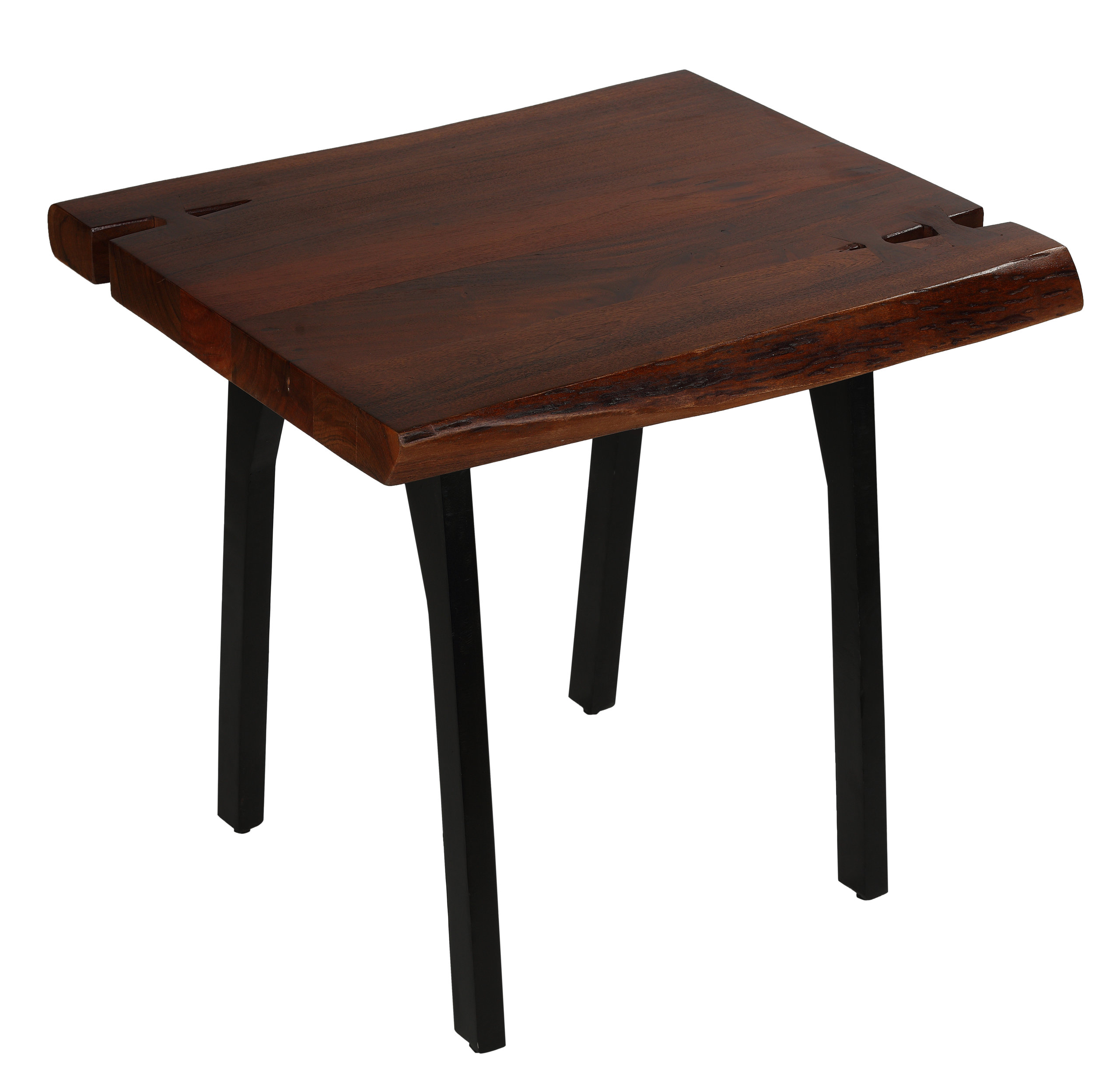 Bare Decor Brunswick End Table With Live Edge Solid Wood Top and Black ...