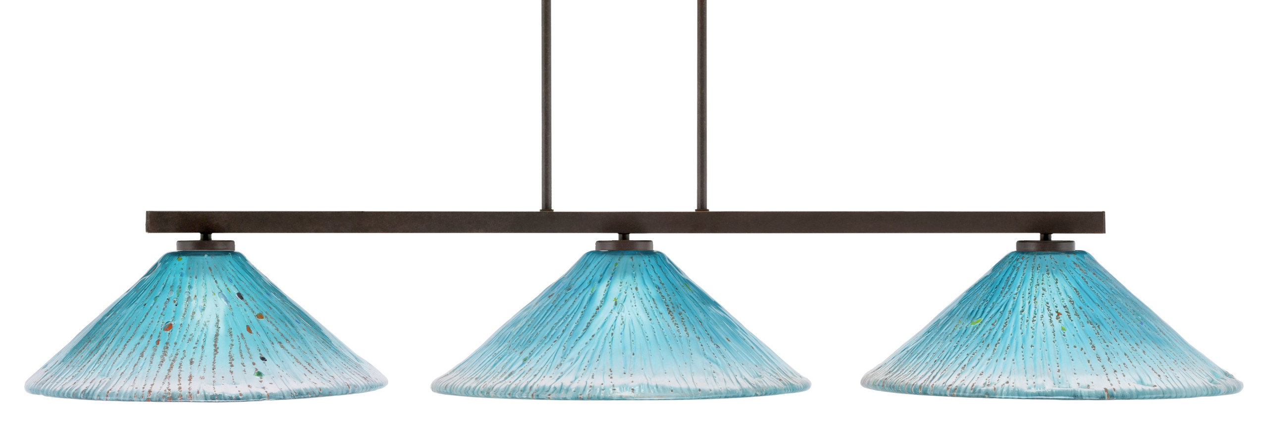 Atlas 3 Light Bar In Dark Granite Finish With 16" Teal Crystal Glass ...