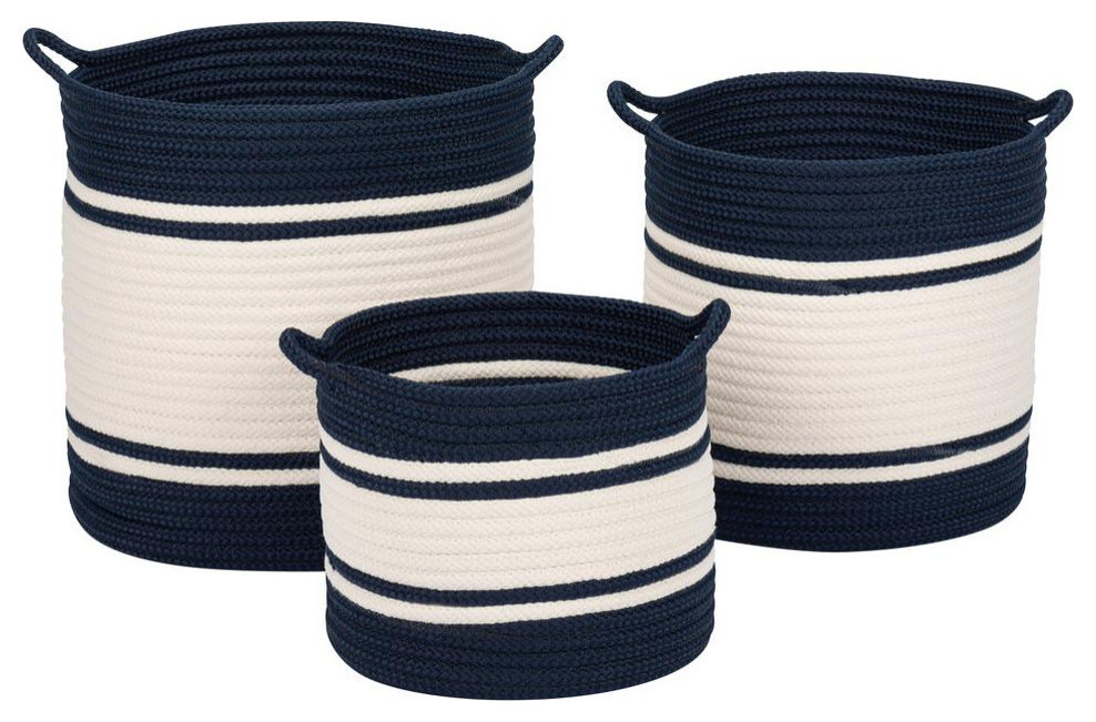 Outland Basket, Navy 14"x14"x12" - Beach Style - Baskets - by Kolibri ...