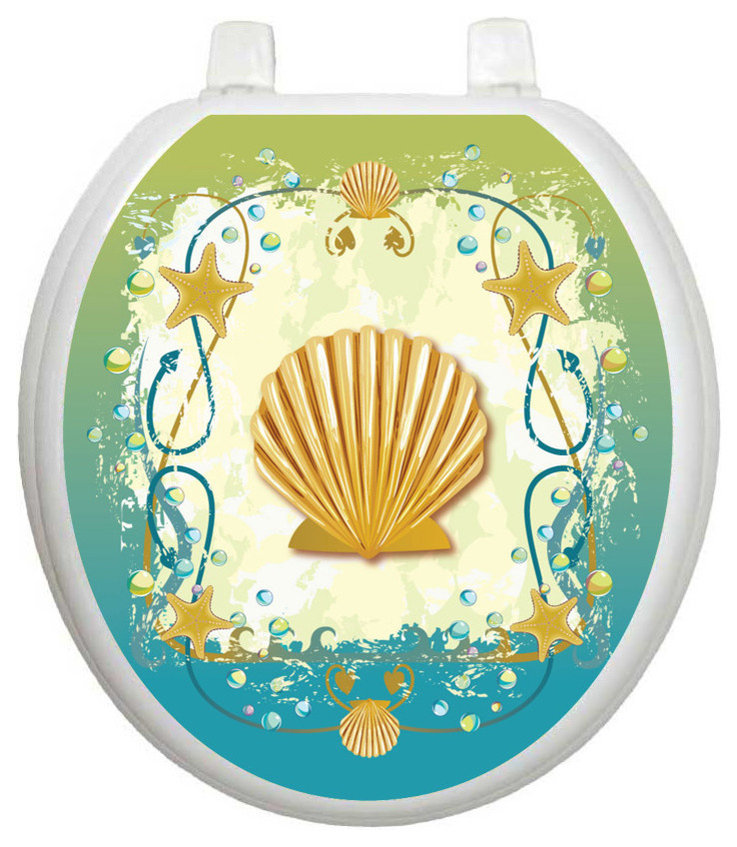 Shell Game Toilet Tattoos Seat Cover , Vinyl Lid Decal, Bathroom Lid ...
