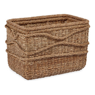 Wave Seagrass Rectangle Basket - Beach Style - Baskets - by BoBo ...