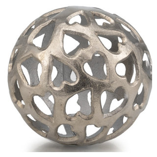 8" Silver Heart Design Pierced Decorative Orb - Contemporary ...