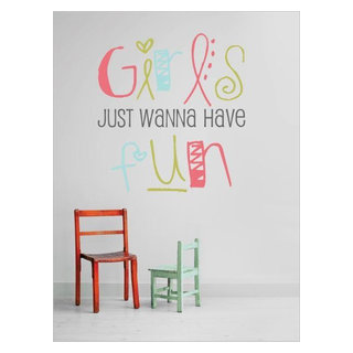 Decal Vinyl Wall Sticker, Girls Just Wanna Have Fun Quote, 22x30 ...