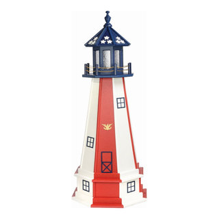 Alternating Lighthouse, 4 Foot - Beach Style - Garden Statues And Yard ...