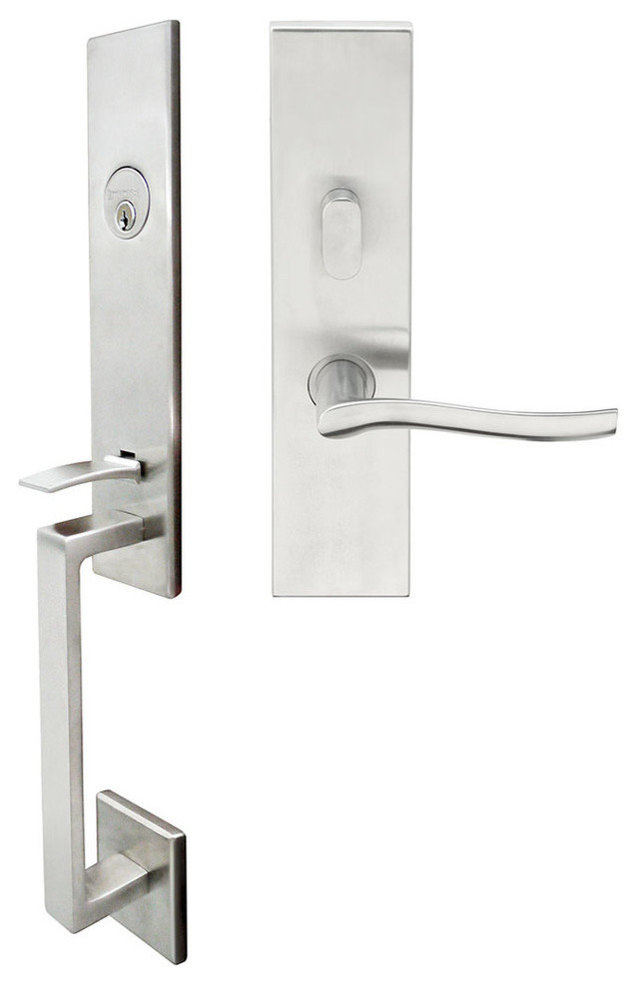 Waterfall Lever, Mortise Entry Handleset, Left Hand, Satin Stainless ...