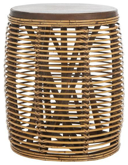 Maui Rattan Drum Stool Table, Stl6500B - Tropical - Side Tables And End ...