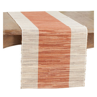 Shimmering Table Runner With Banded Design - Contemporary - Table ...