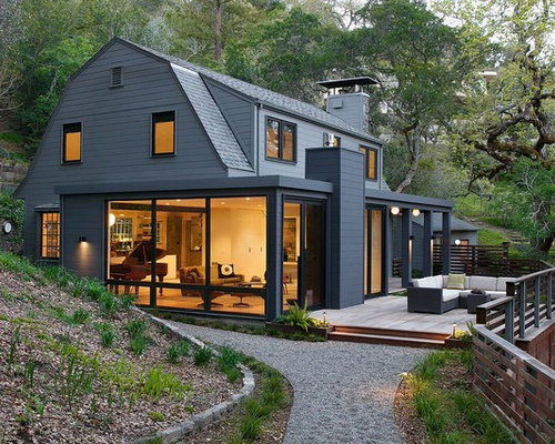 Modern Exterior Home with a Gambrel Roof Ideas & Design Photos | Houzz