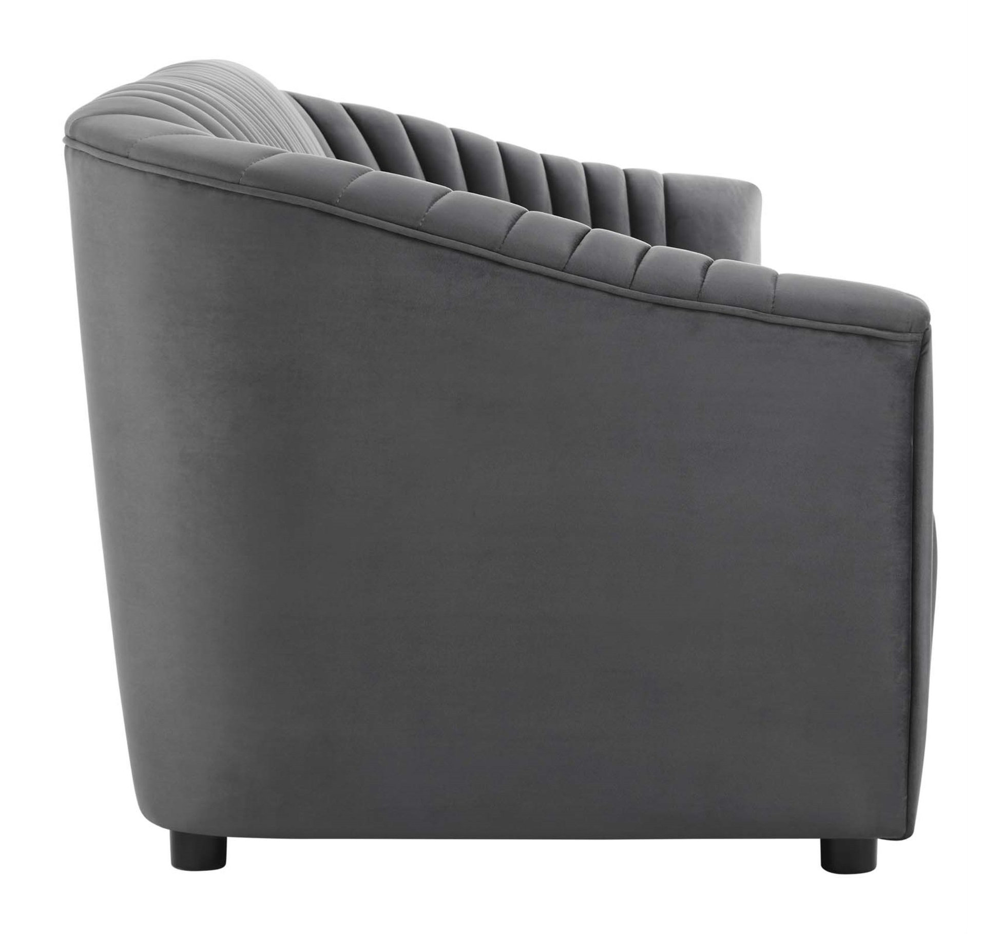 Elegant Sofa, Channeled Velvet Seat With Curved Back & Sloped Arms ...