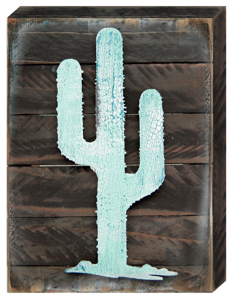 Cactus Block, 12"x9" - Southwestern - Outdoor Wall Art - by G. DeBrekht ...