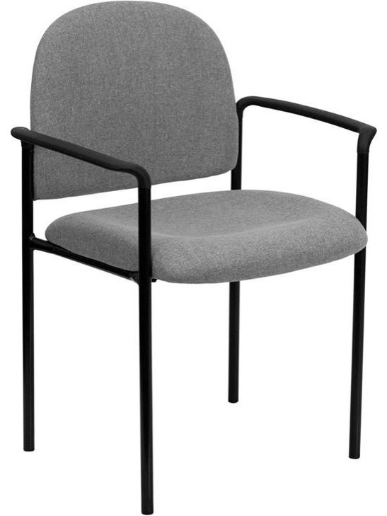 Comfort Gray Fabric Stackable Steel Side Reception Chair with Arms ...
