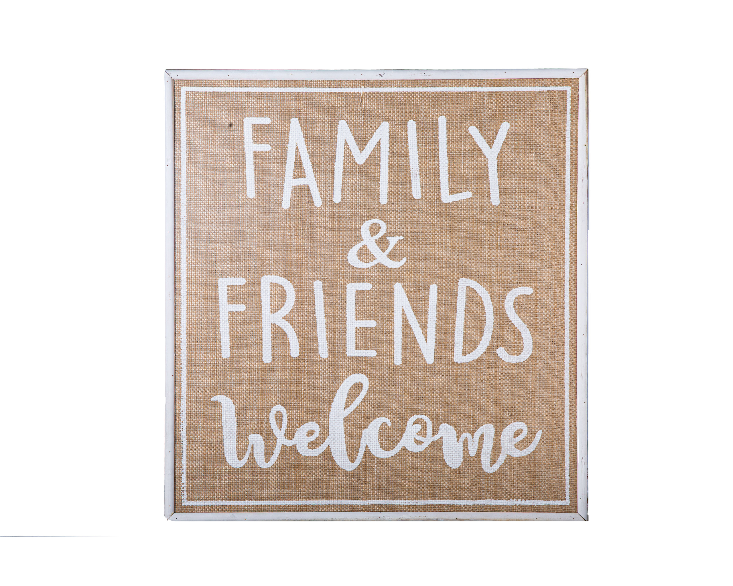 Wood Wall Art with "Family & Friends" Writing Design Natural Brown ...