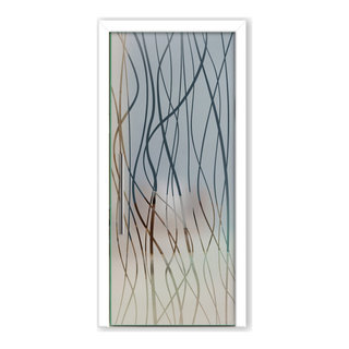 Frameless Glass Pocket Sliding Door With Frosted Design, 36"x81 ...