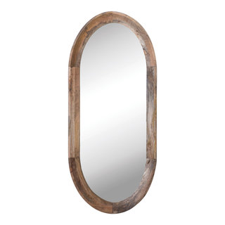 Oval Wood Framed Wall Mirror, Natural - Rustic - Wall Mirrors - by ...