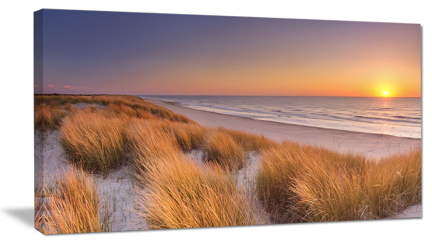 Sunset on Texel Island Beach, Modern Seashore Canvas Wall Art, 40x20 ...