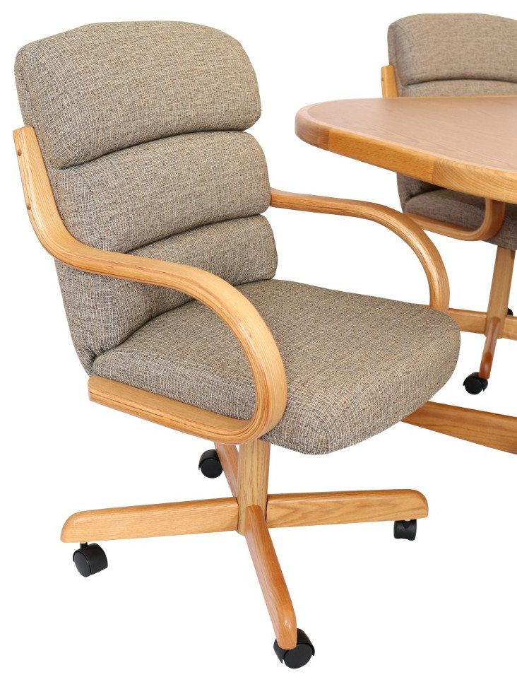 5-Piece 42x[54/72] Caster Dining Set Laminate Table Top & Pewter Caster ...