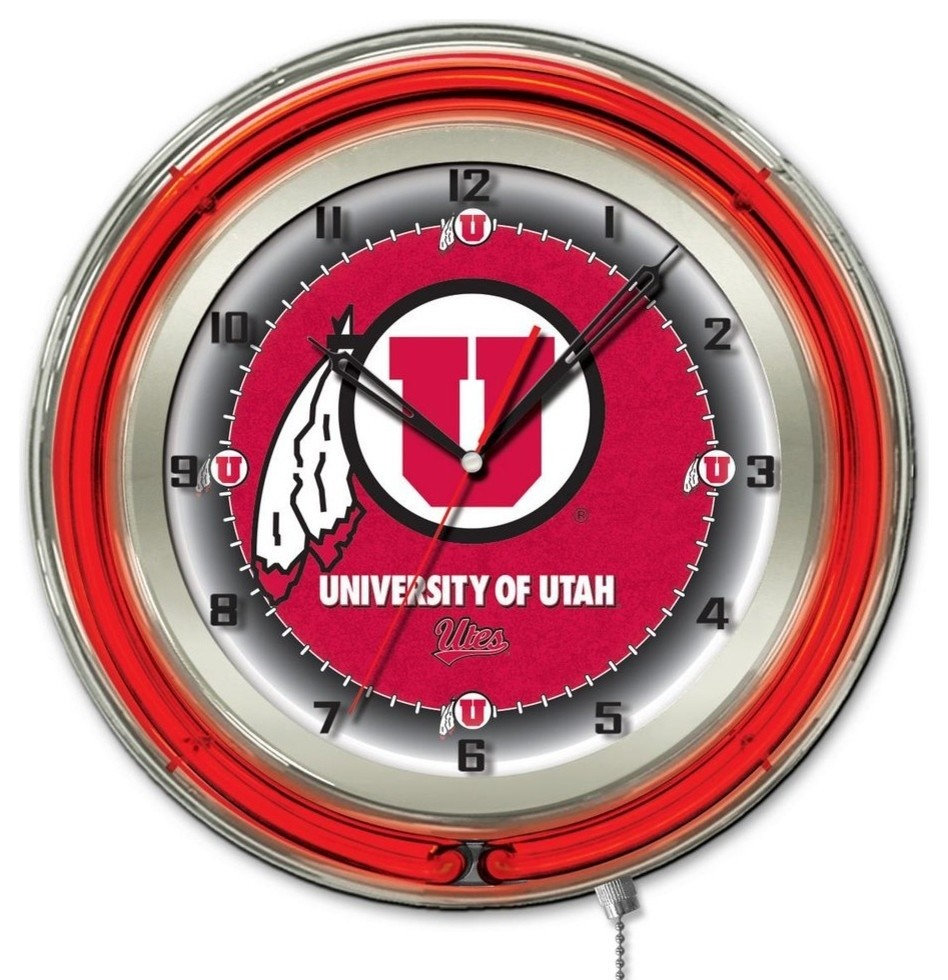 Utah 19" Neon Clock - Contemporary - Wall Clocks - by Bison Commerce ...