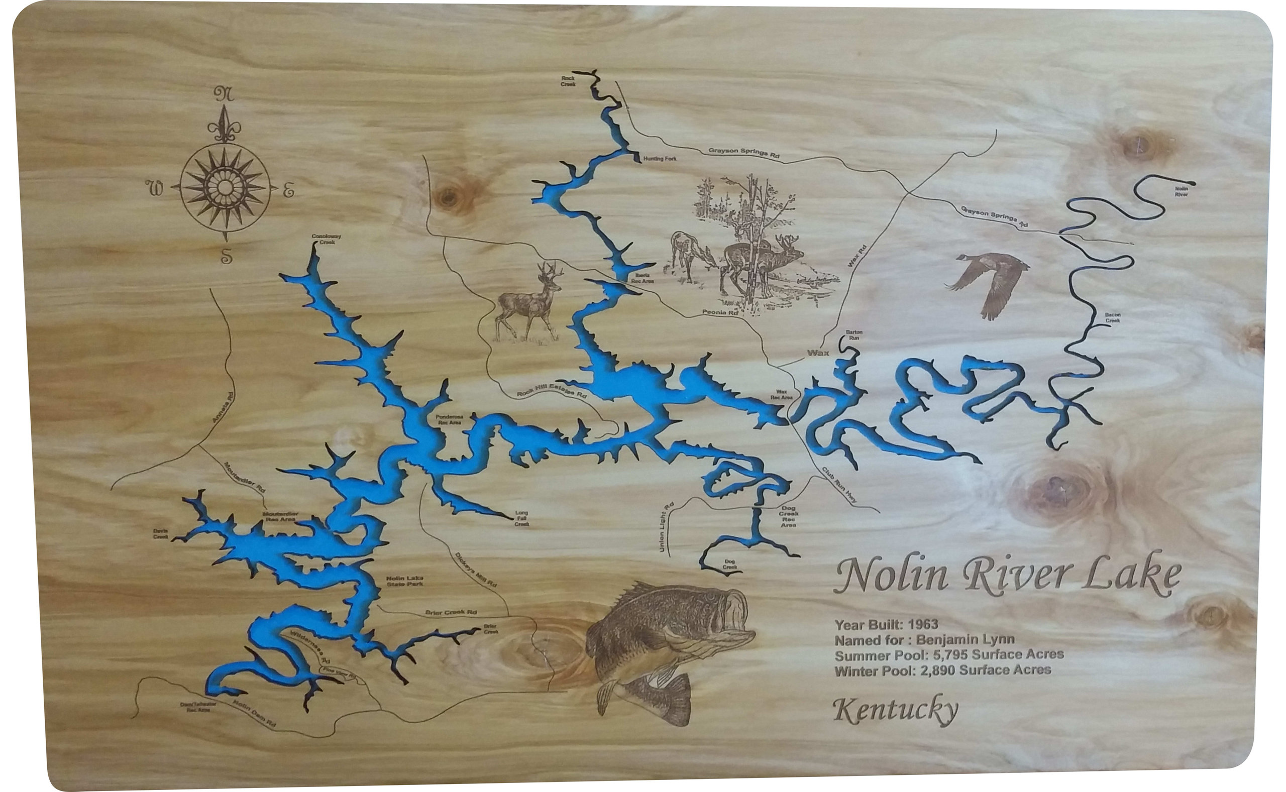 Nolin River Lake, Kentucky-Wood Lake Map, Medium - Contemporary ...