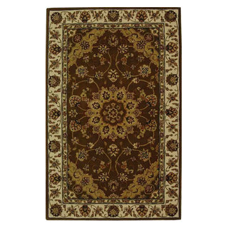 Traditions Brown Area Rug TD610D, 6' Round - Traditional - Area Rugs ...