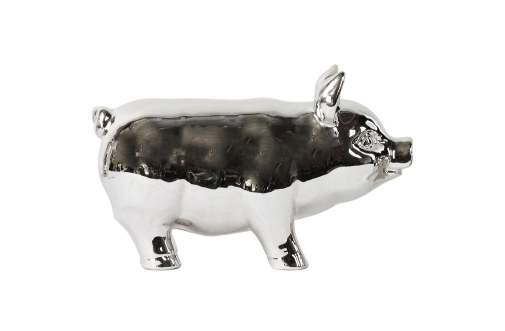 Polished Standing Pig Figurine, Ceramic, Large, Silver - Farmhouse ...