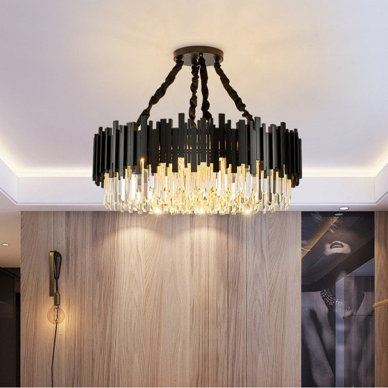 Gio Crystal Chandelier, Black, Diameter 24" - Contemporary - Kitchen ...