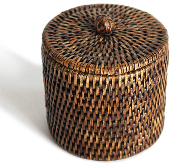 Rattan Small Bathroom Containers Set of 2 - Tropical - Bathroom ...